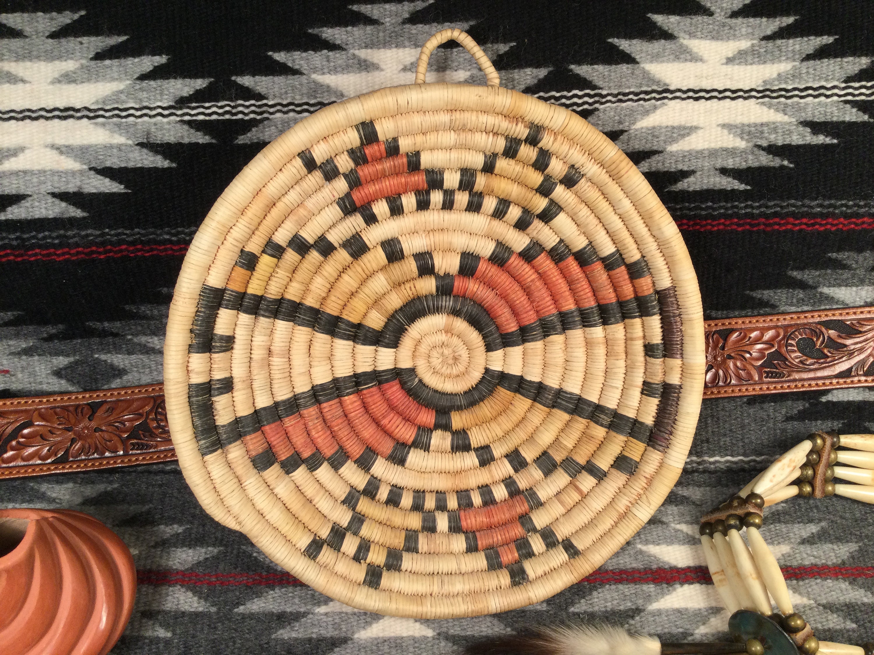 Hopi Indian Vintage Polychrome Coil Plaque With Geometric Design - Etsy