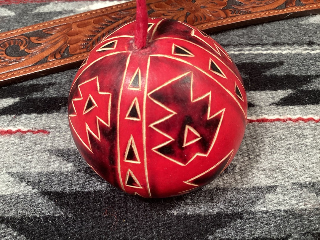 Carved and Stained Southwest Red Gourd Christmas Ornament - Etsy