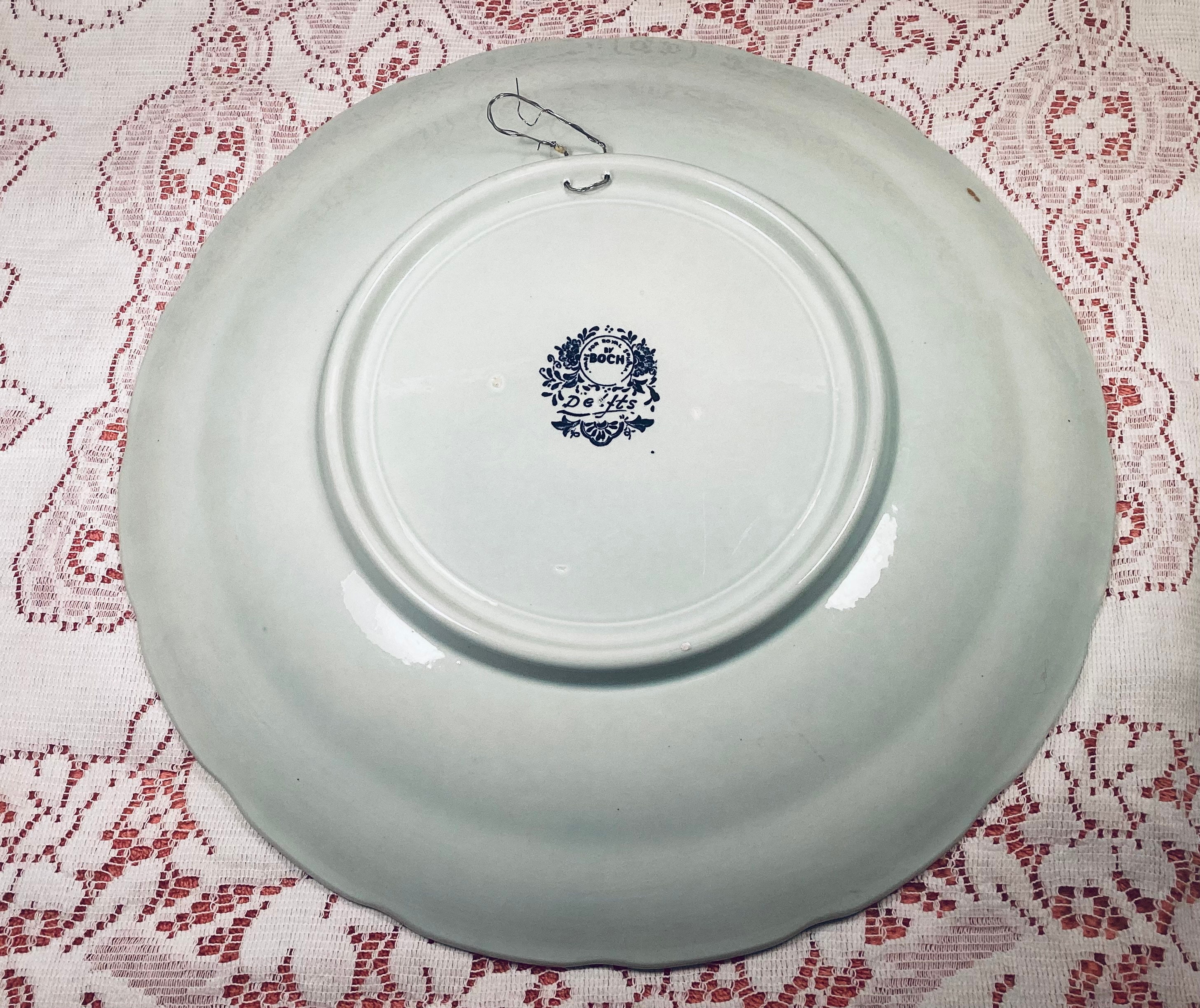 Vintage Extra Large 15.5" Royal Sphinx Delft Platter by Boch Porcelain ...
