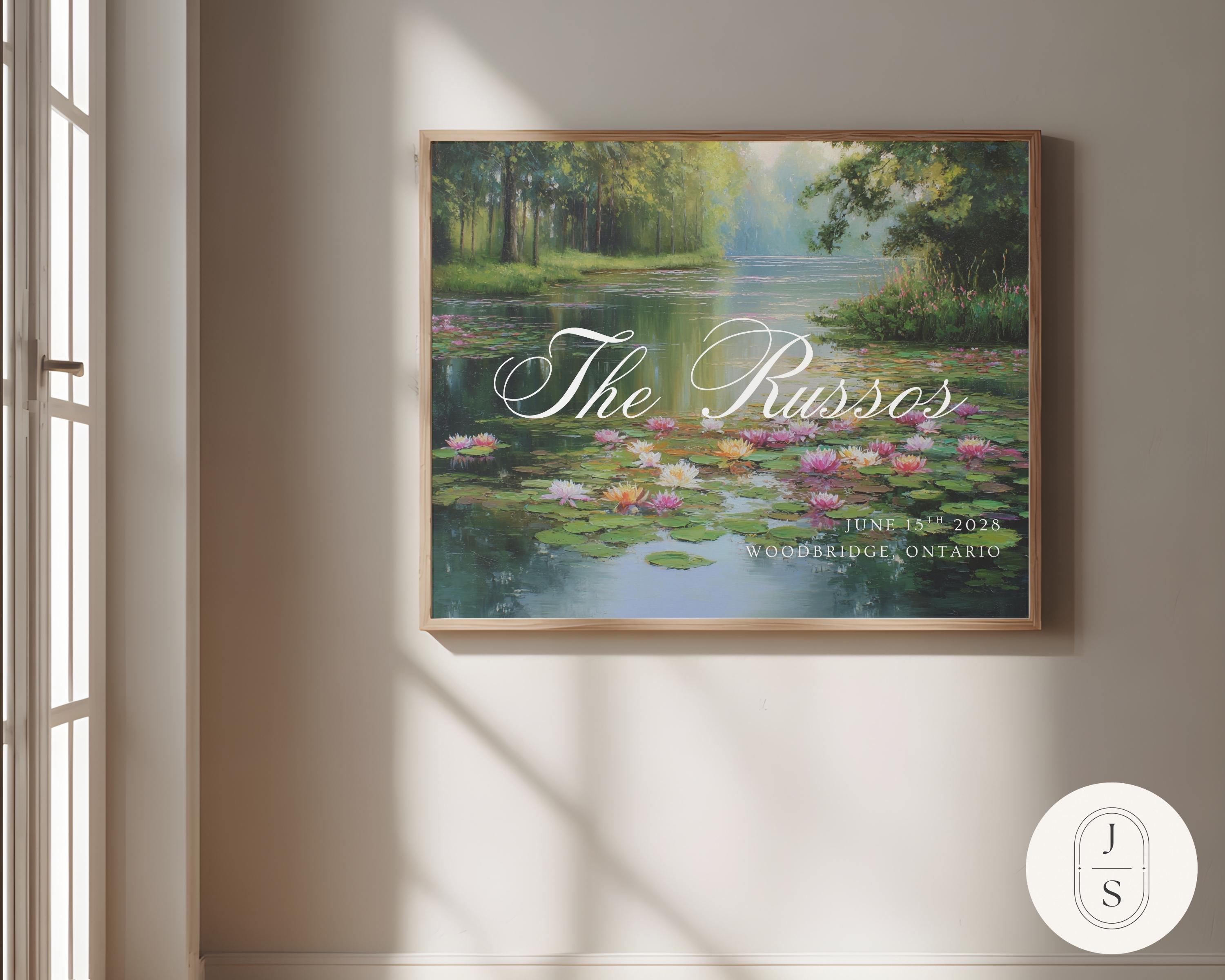 Serene Water Lilies Wedding Welcome Sign Artwork | Unframed and Framed ...