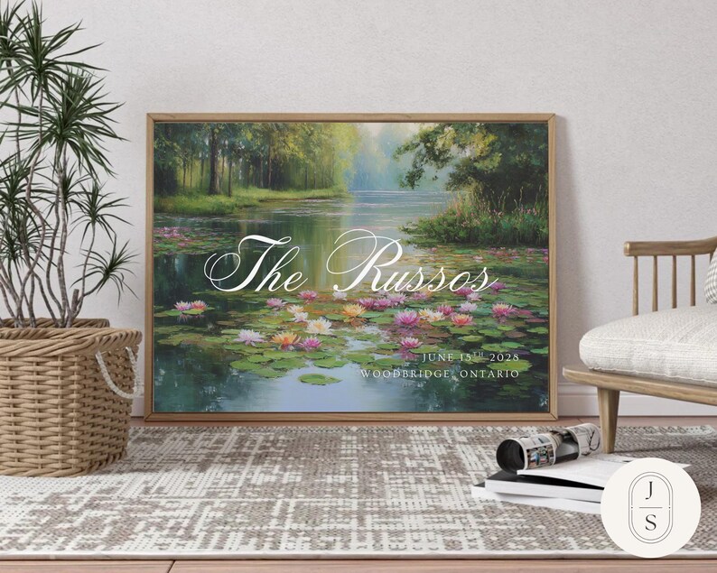 Serene Water Lilies Wedding Welcome Sign Artwork | Unframed and Framed ...