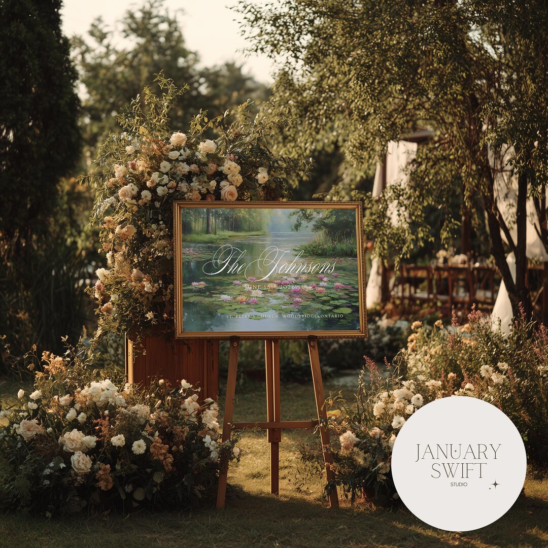 Serene Water Lilies Wedding Welcome Sign Artwork | Unframed and Framed ...