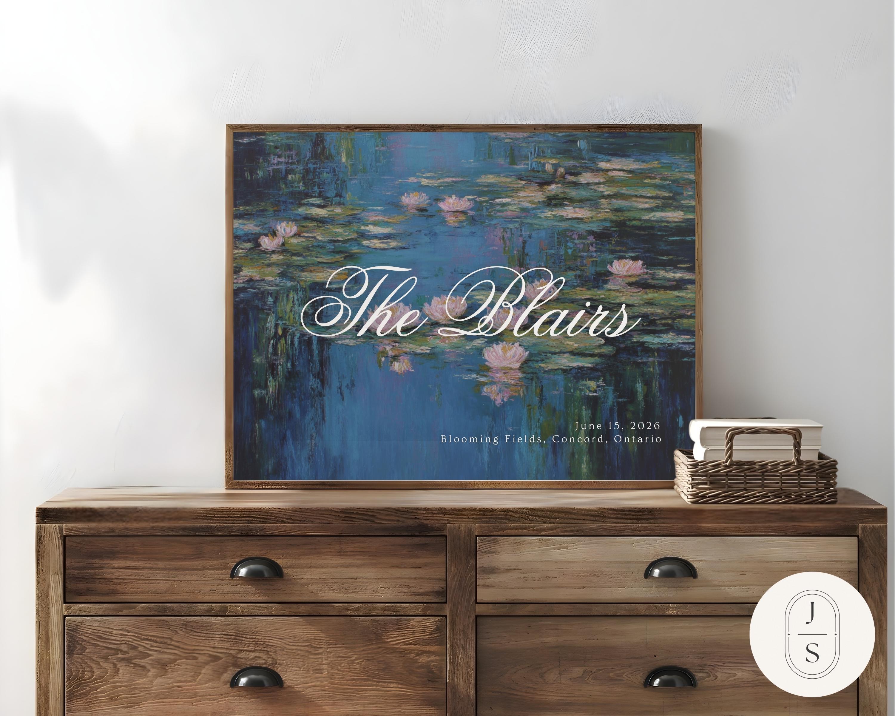 Water Lilies Wedding Welcome Sign Artwork | Unframed and Framed Fine ...