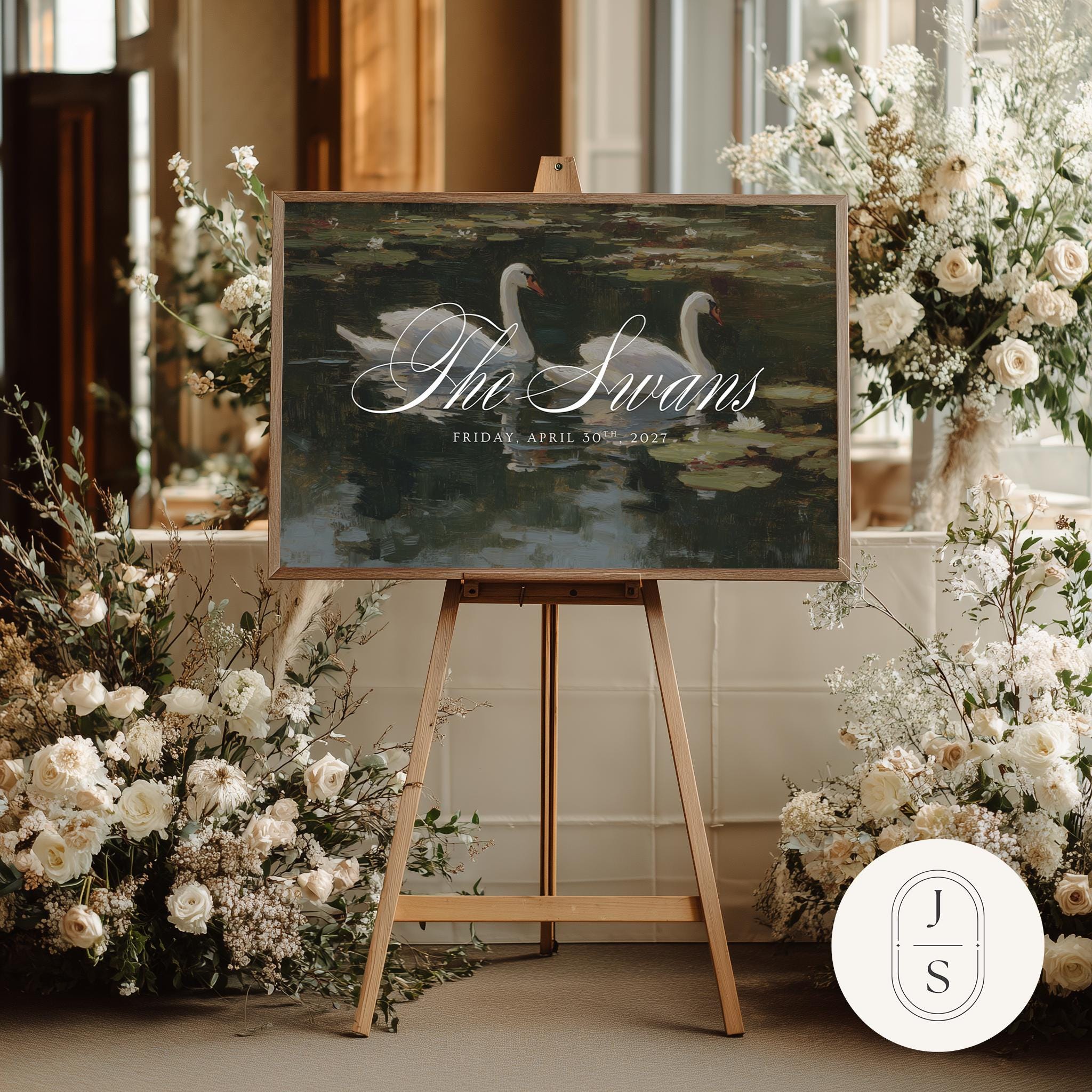Swans Wedding Welcome Sign Artwork | Unframed and Framed Fine Art Print ...