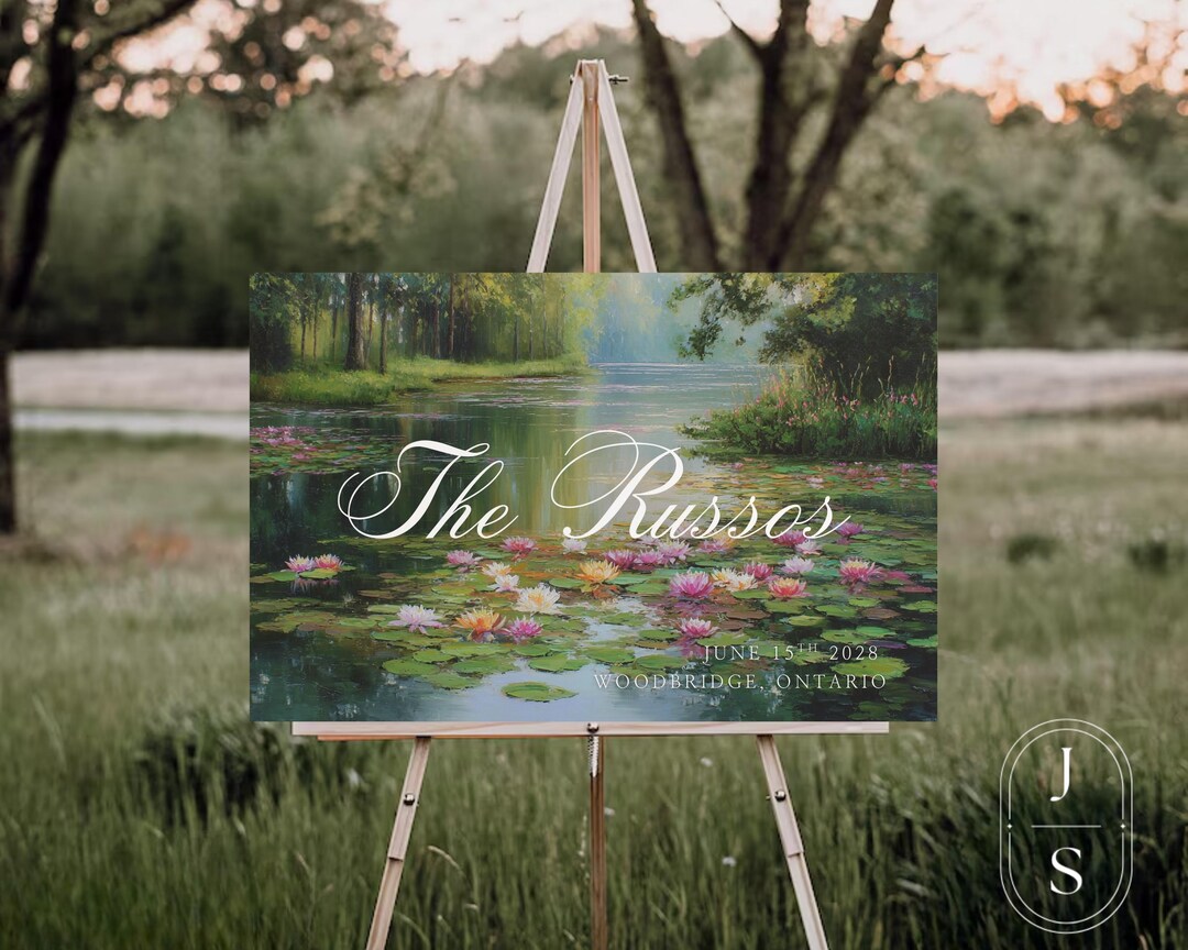 Serene Water Lilies Wedding Welcome Sign Painting Art (personalized ...