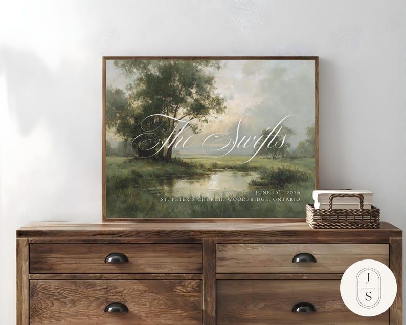 Pastoral Pond Wedding Welcome Sign Artwork | Unframed and Framed Fine ...