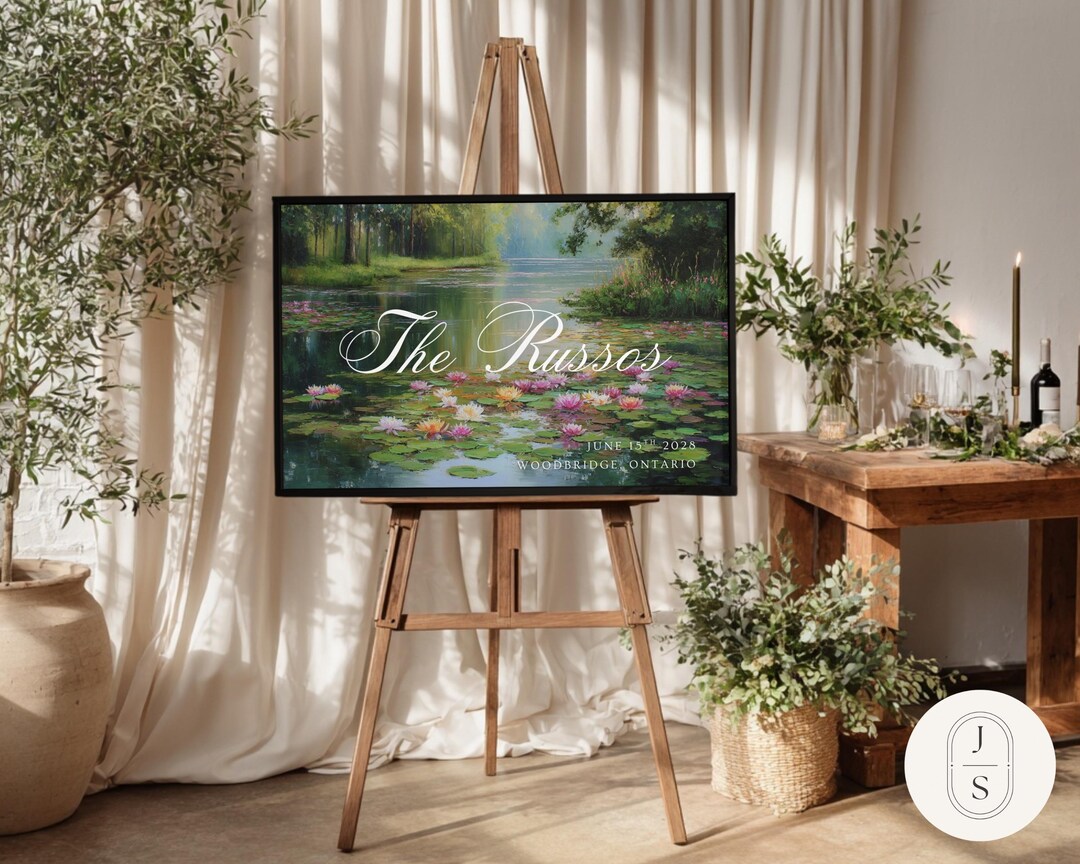 Serene Water Lilies Wedding Welcome Sign Artwork | Unframed and Framed ...