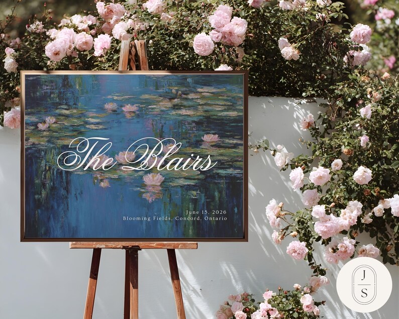 Water Lilies Wedding Welcome Sign Artwork | Unframed and Framed Fine ...