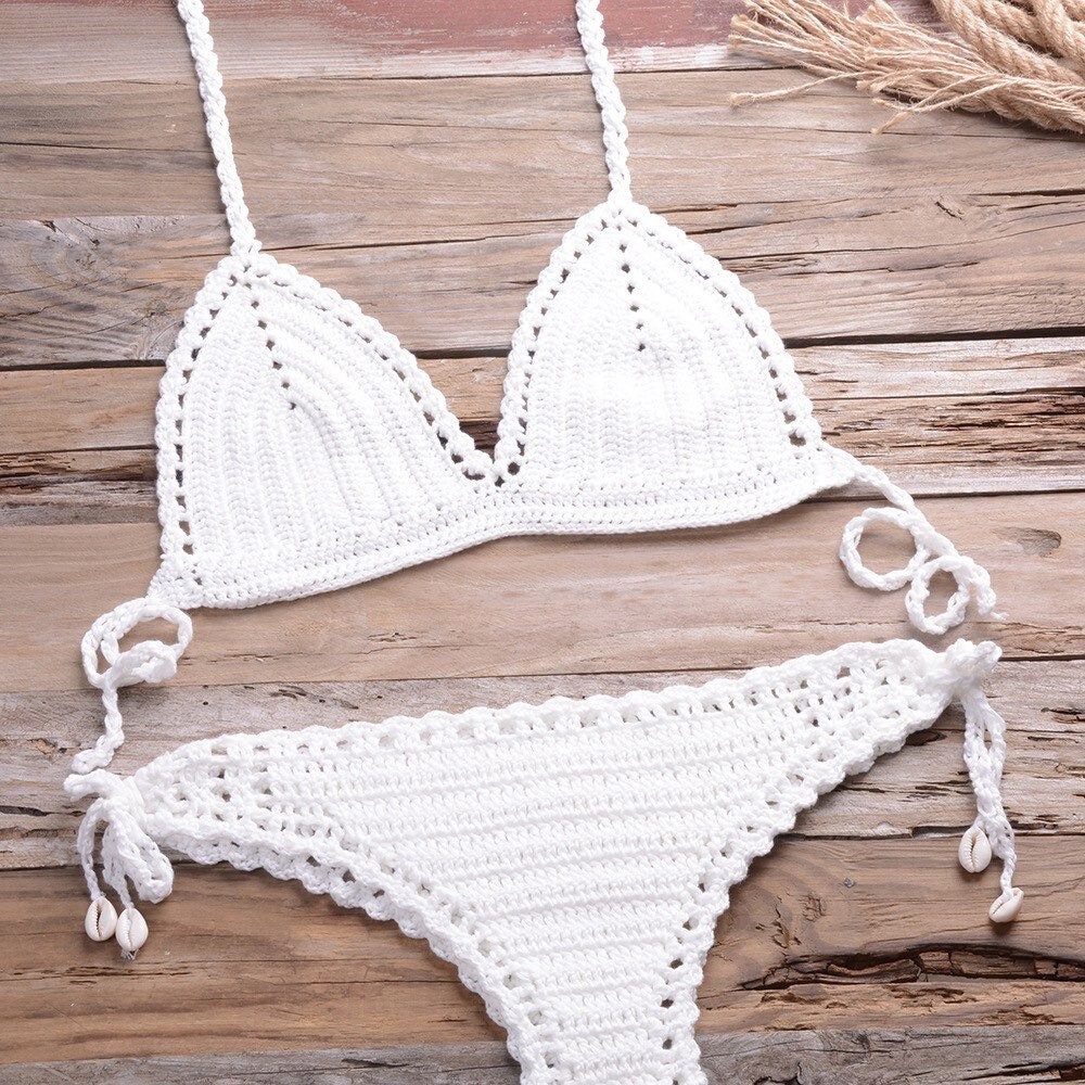 Tan Triangle Crochet Bikini Set Crochet Bikini Crochet Bikini Set Hot
