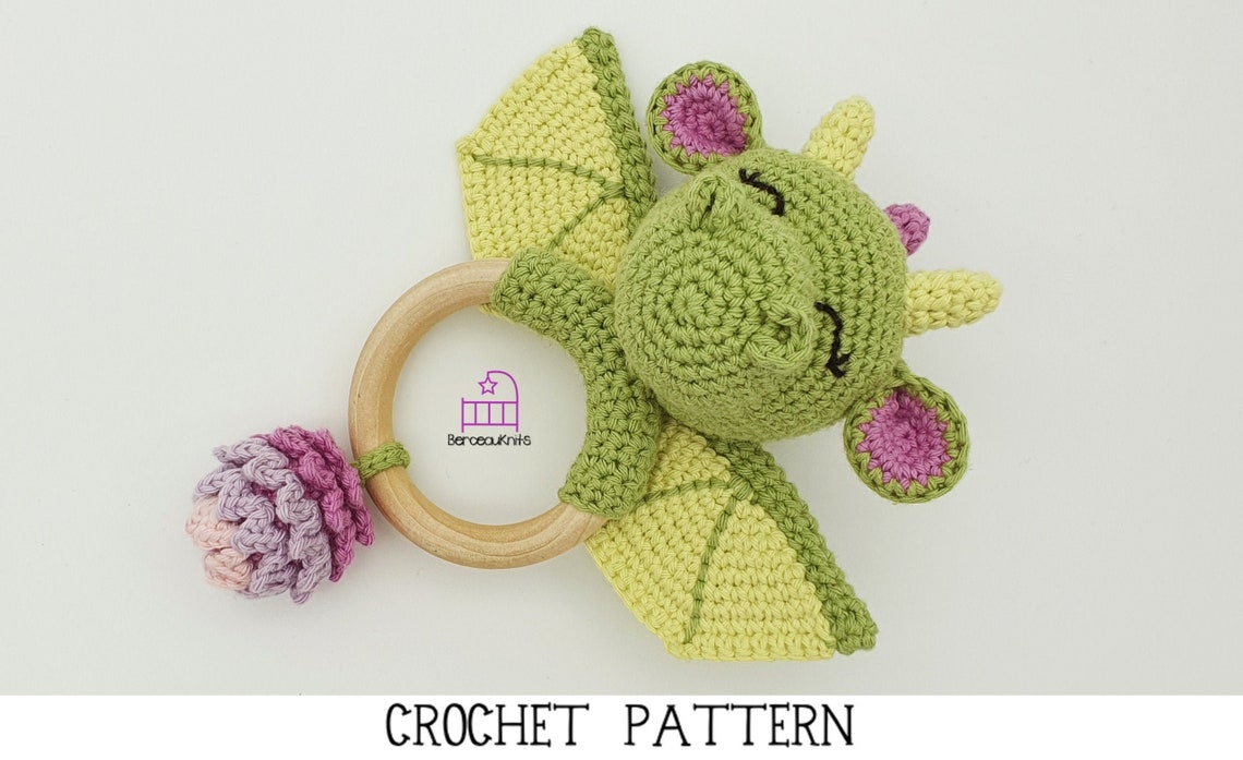 CROCHET PATTERN Dexter the Dragon Amigurumi Teether Rattle Toy | Etsy