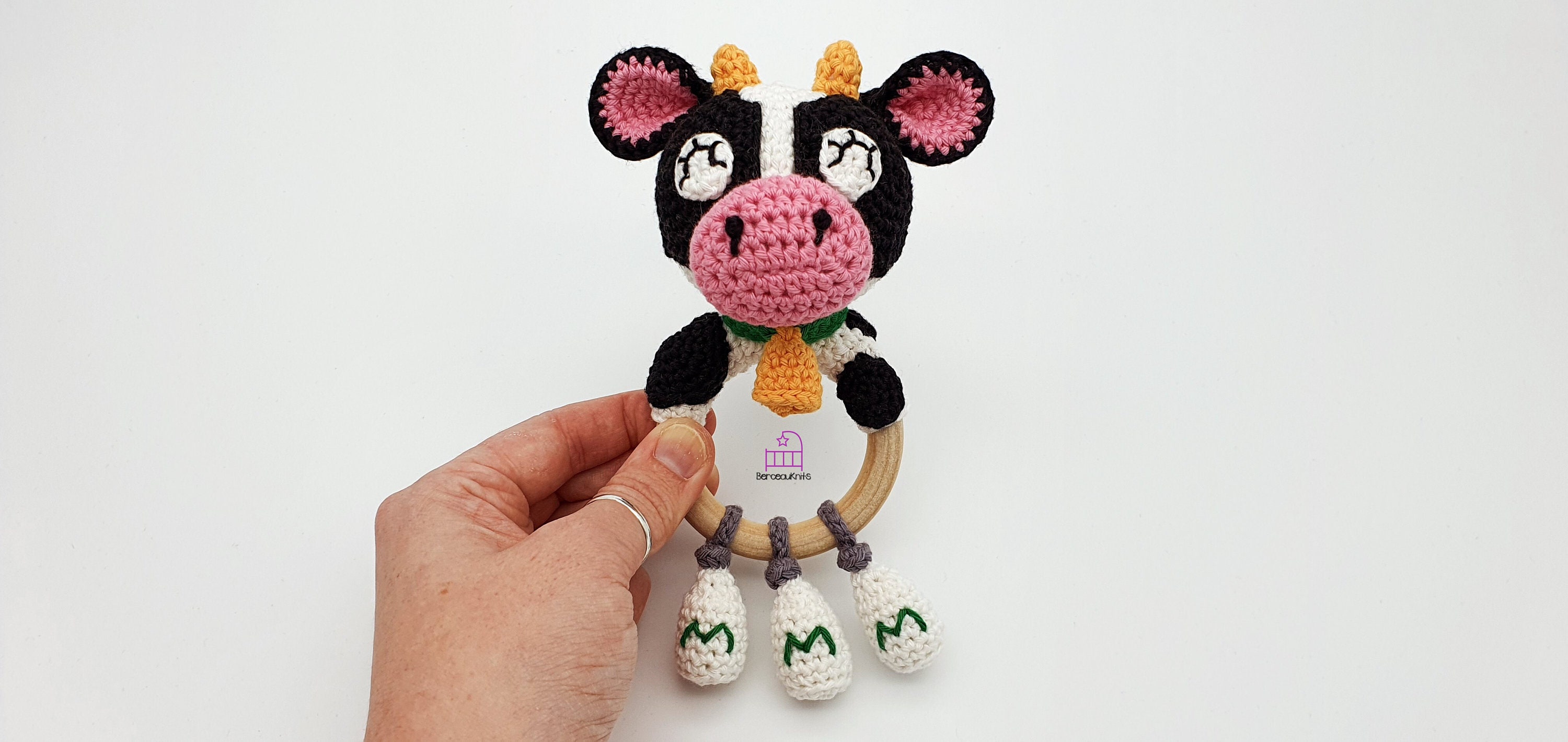 CROCHET PATTERN Cameron the Cow Amigurumi Teether Rattle Toy - Etsy