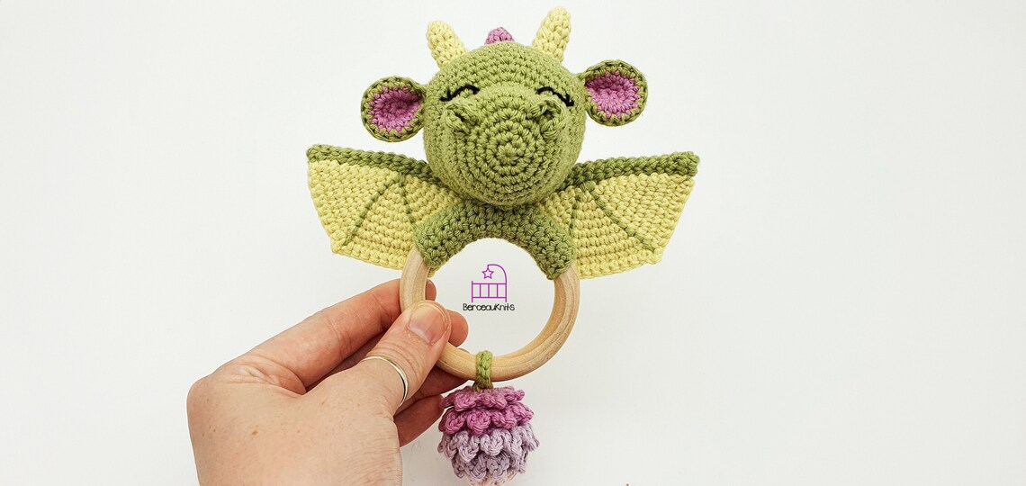 CROCHET PATTERN Dexter the Dragon Amigurumi Teether Rattle Toy - Etsy