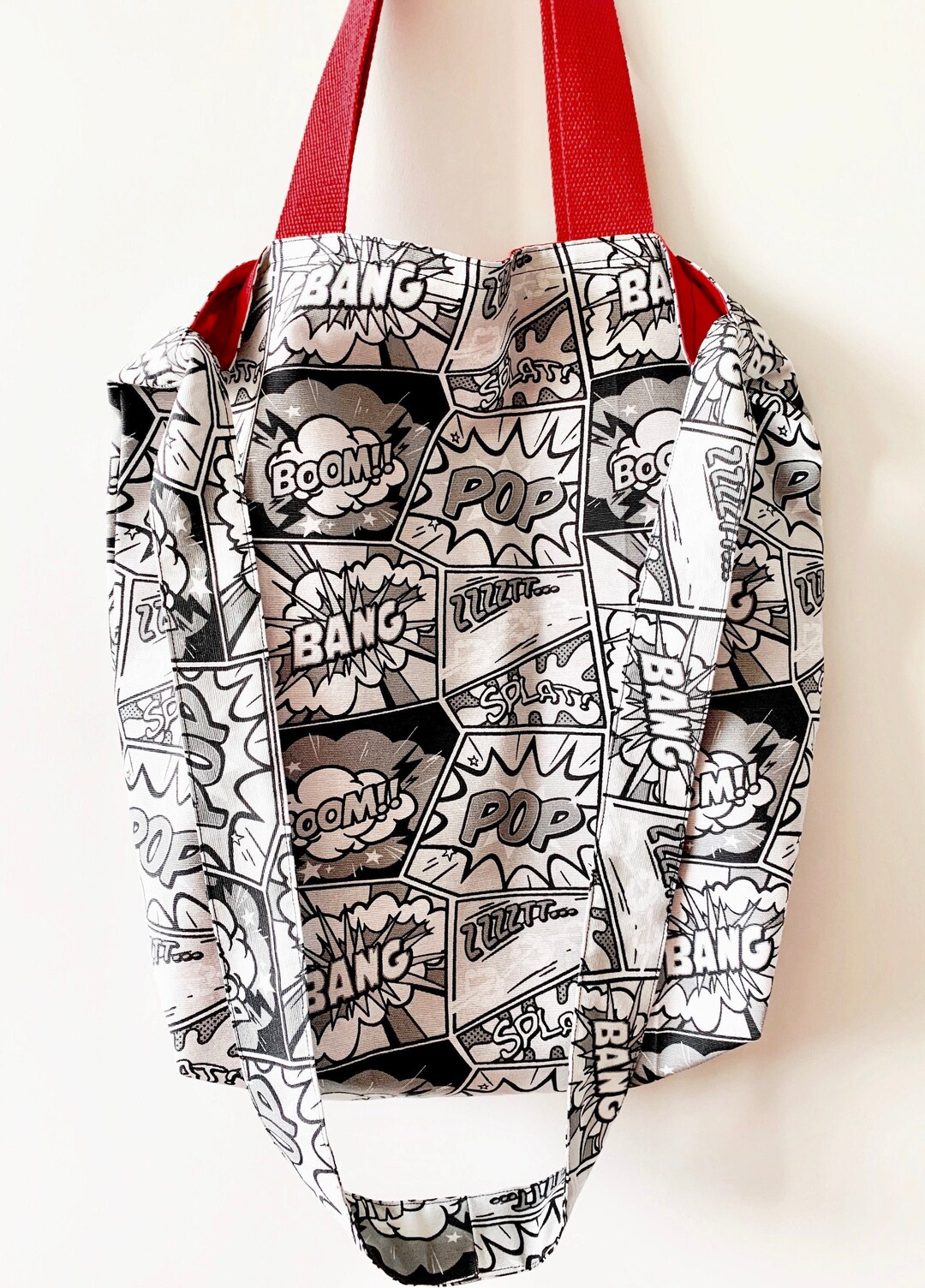 Comics Design Elements Comics Pattern 100% Cotton Canvas Tote Bag Funny ...