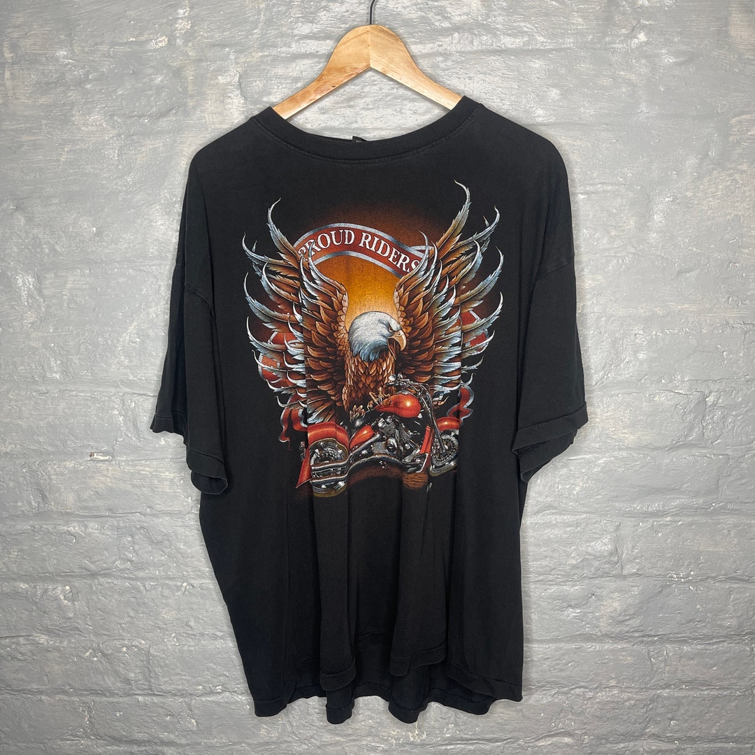 Vintage Wild Proud Riders Eagle Motorbike Graphic Single Stitch T-shirt ...