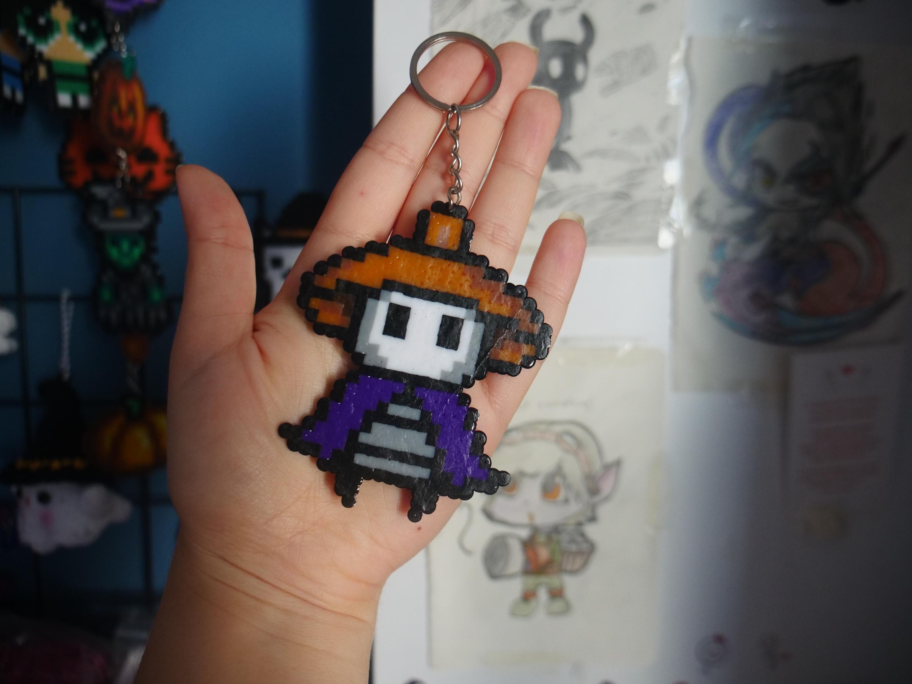 Silksong Sherma / Hornet Keychain - Handmade Perler Bead Pixel Art ...