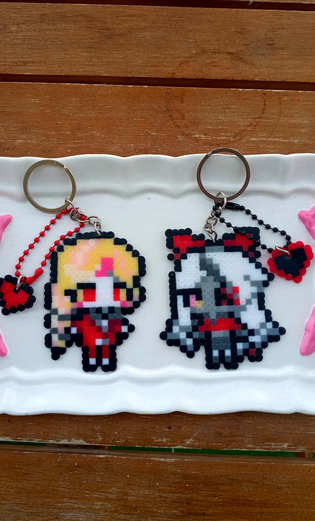 Hazbin Hotel Vaggie & Charlie Morningstar Couple Keychain Set - Perler ...