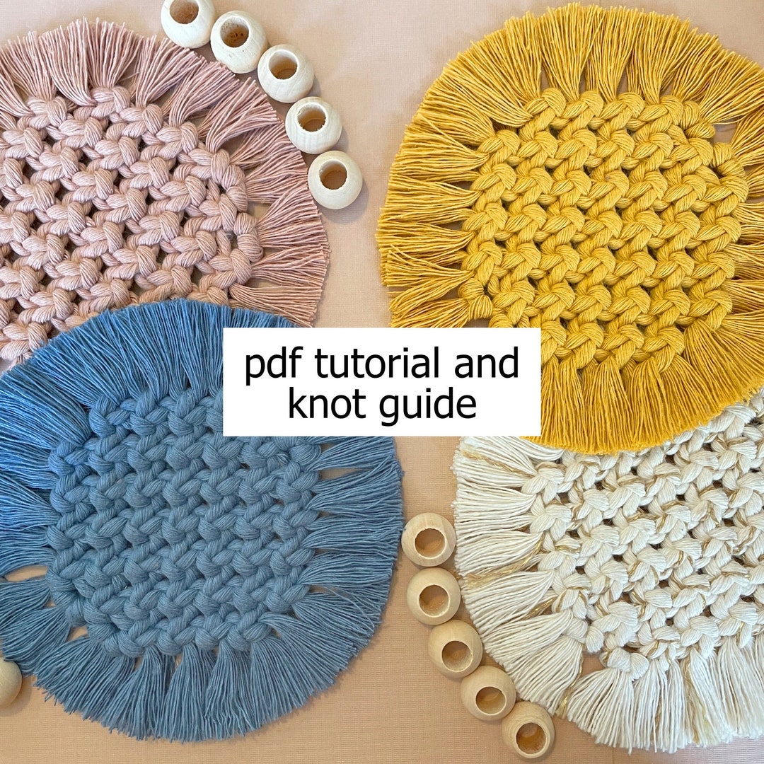 PDF TUTORIAL Mug Rug Pattern, Macrame Coaster Tutorial, Macrame Coaster ...