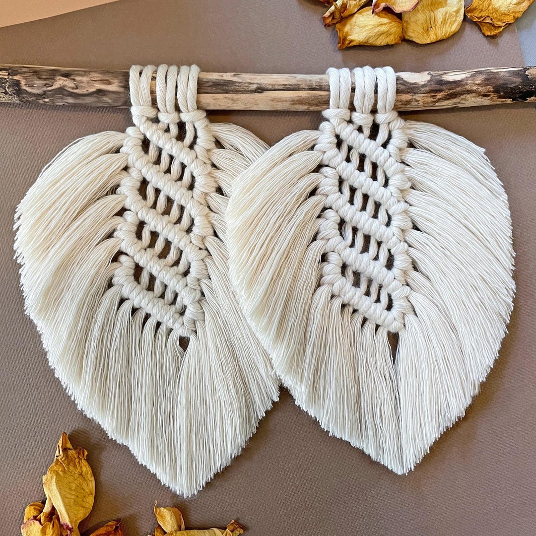 PDF Photo Tutorial: Easy Macrame Leaf, Beginner Macrame Pattern Pdf, Leaf Pattern, Macrame ...