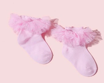 Pink Ruffle Socks - Etsy