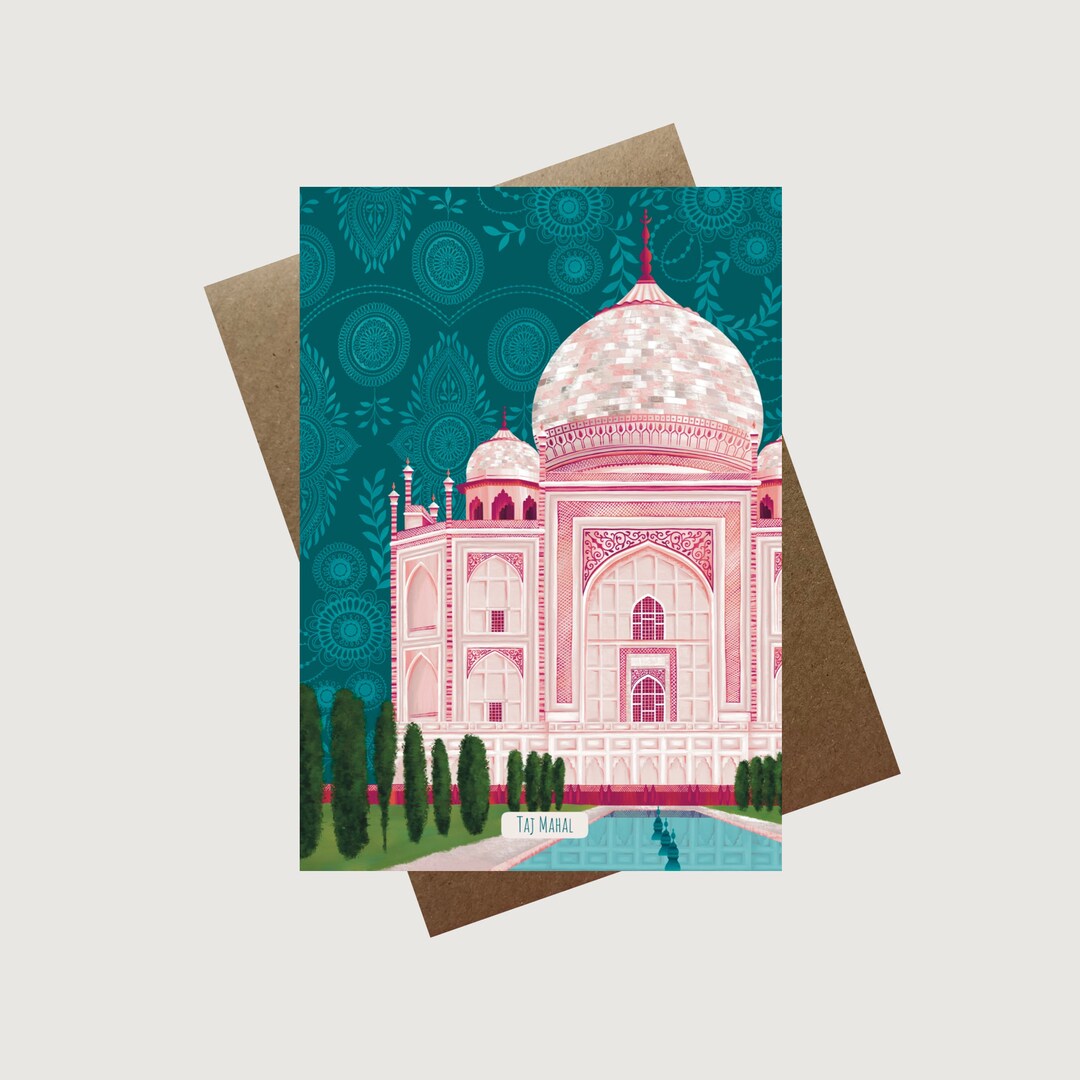 Taj Mahal Greeting Card, Taj Mahal Print, Taj Mahal Art, Travel Print ...