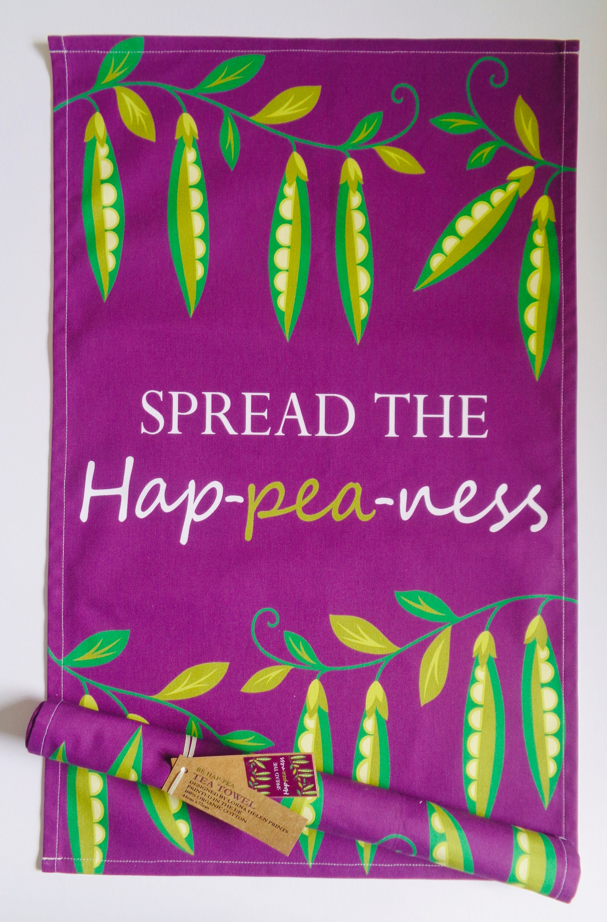 Pea Tea Towel, Purple Tea Towel, Pea Print, Pea Pod Gift, Purple ...
