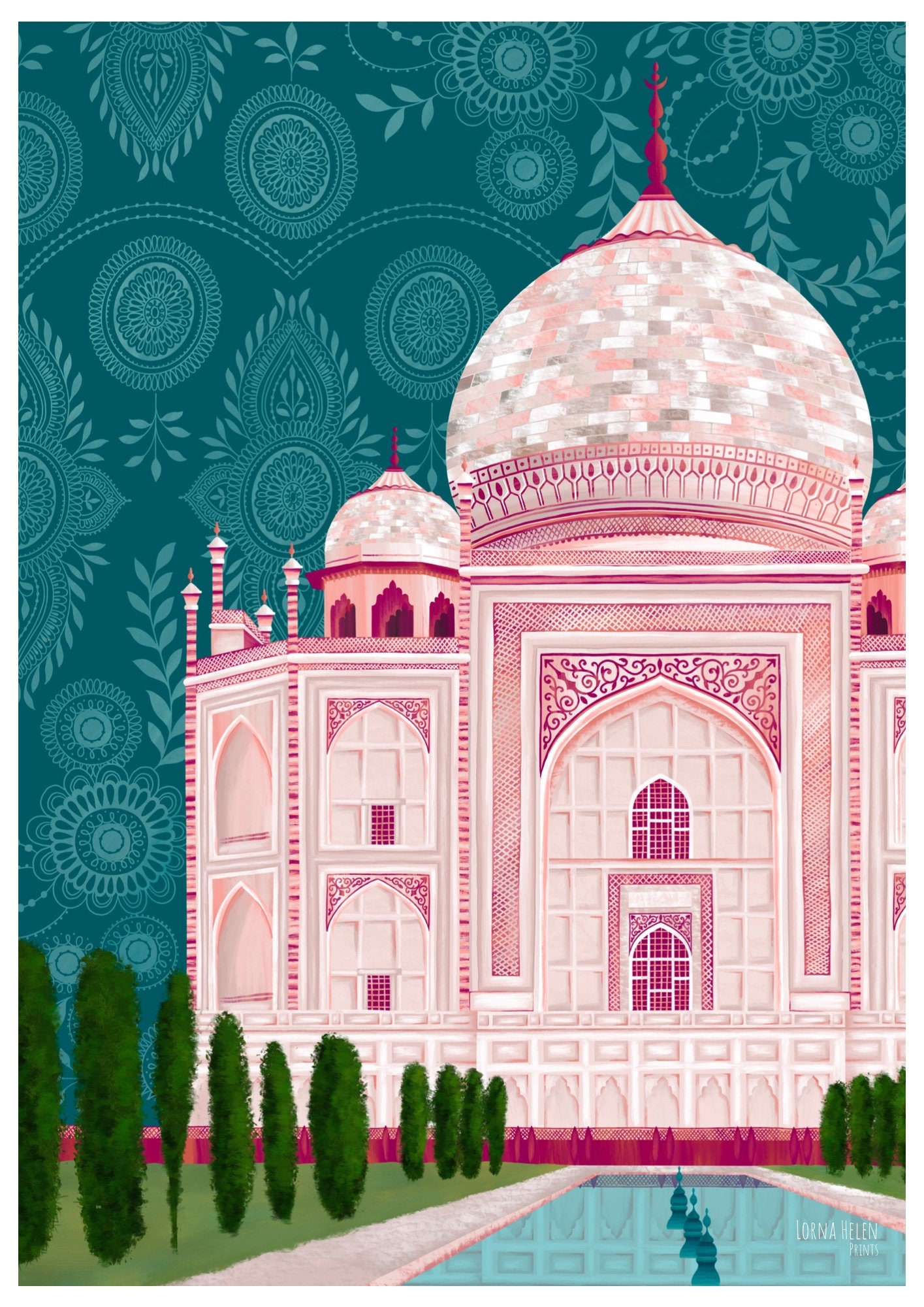Taj Mahal Greeting Card, Taj Mahal Print, Taj Mahal Art, Travel Print ...