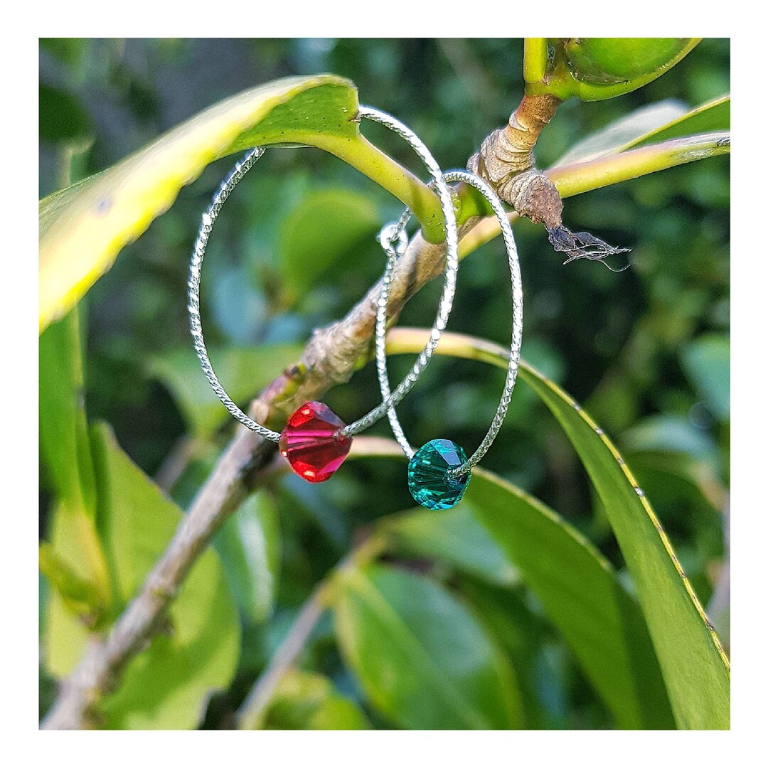 Sterling Silver Swarovski Hoops Lliwiau Cymraeg - Etsy.de
