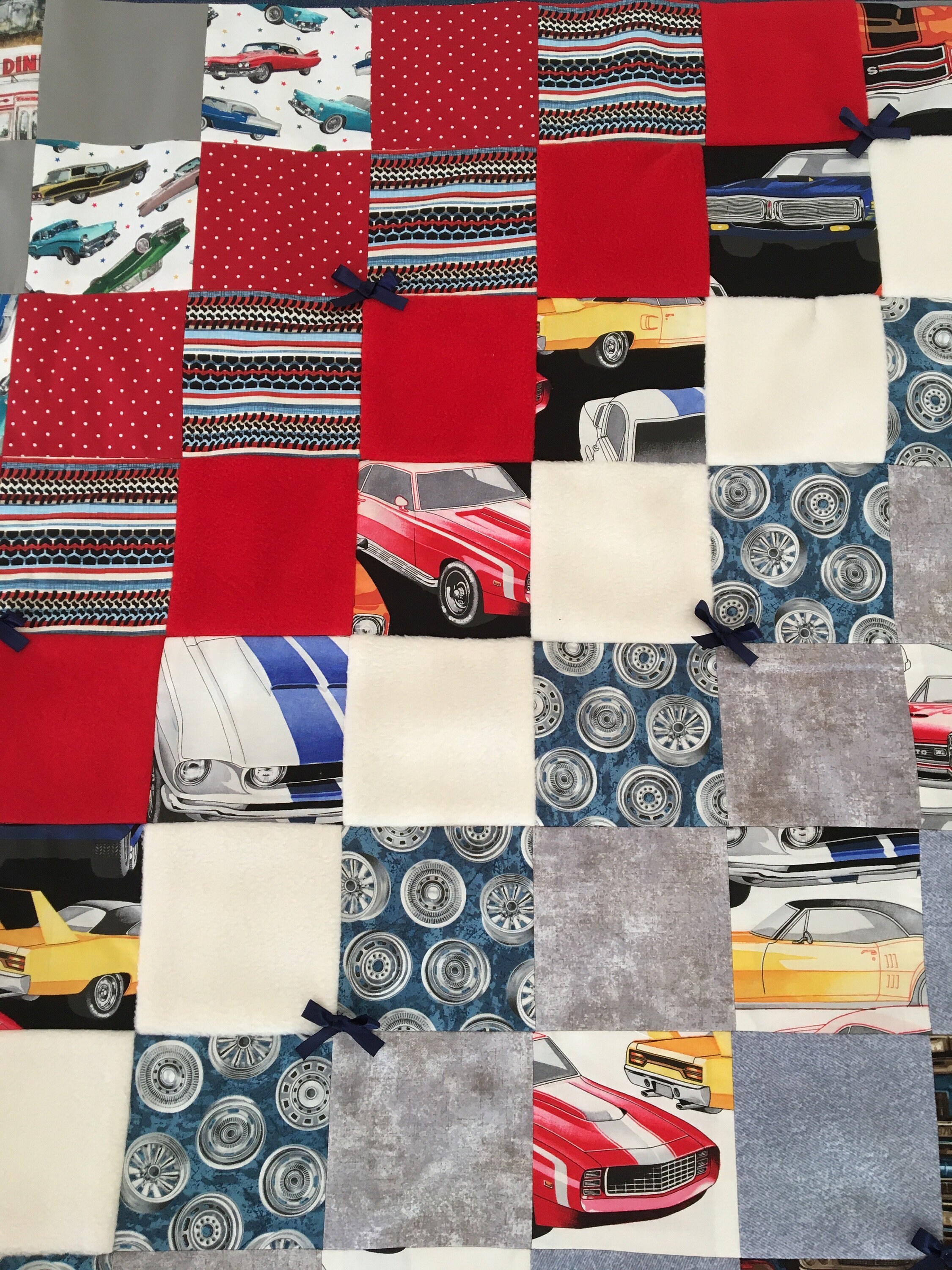 Muscle Car Mania - Handmade Baby Quilt, Baby Boy Blanket, Car Theme ...