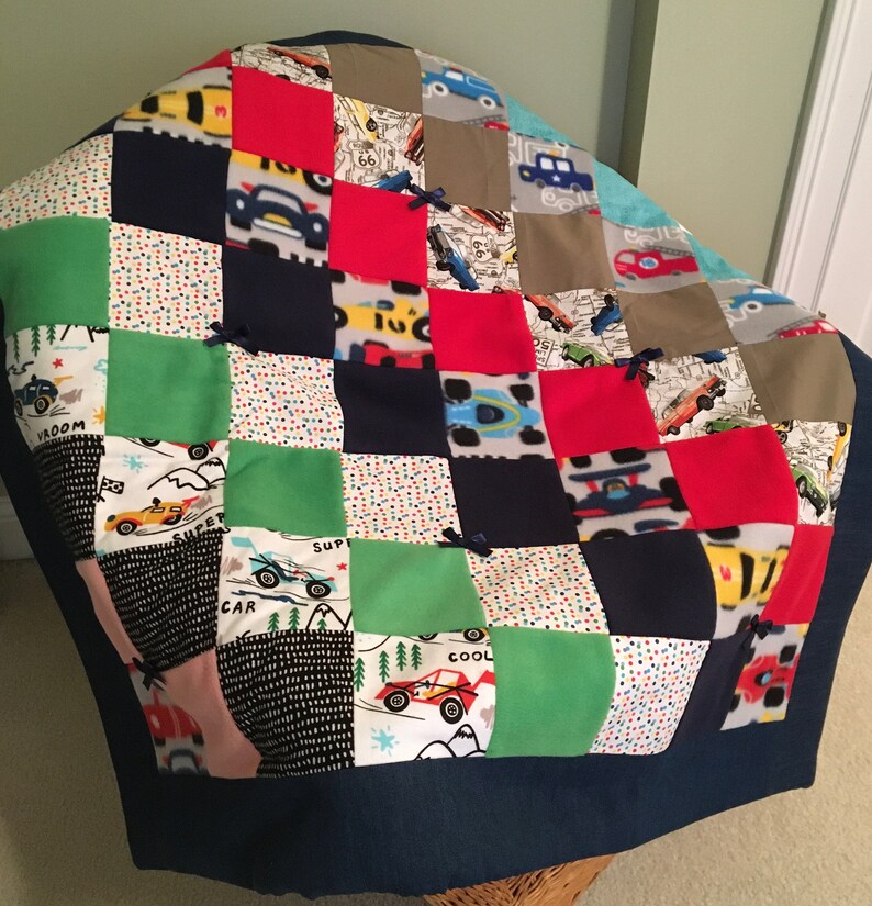 Race Car Rumble Baby Boy Quilt-handmade, Race Car Theme, Primary Colors ...