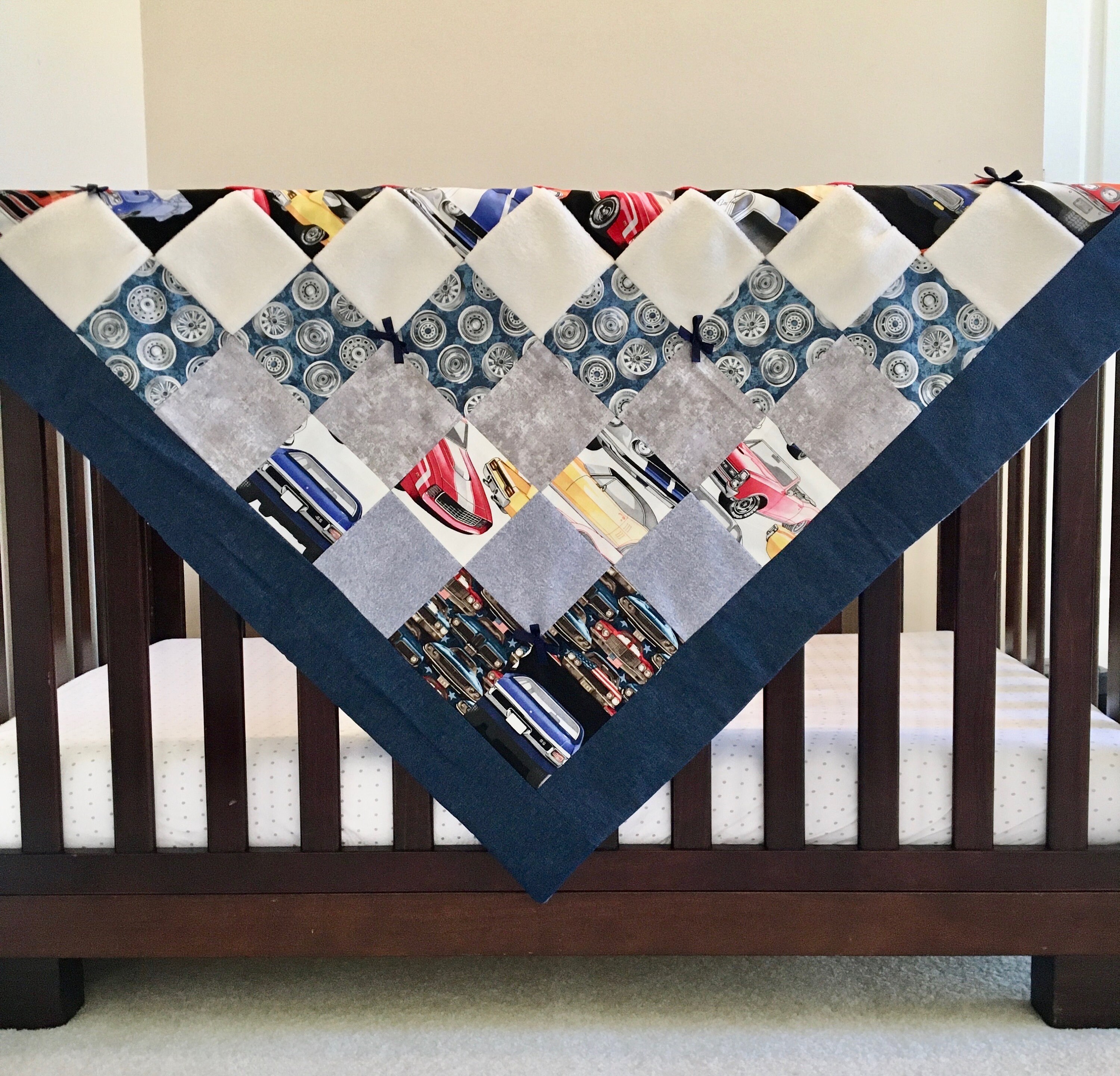 Muscle Car Mania - Handmade Baby Quilt, Baby Boy Blanket, Car Theme ...
