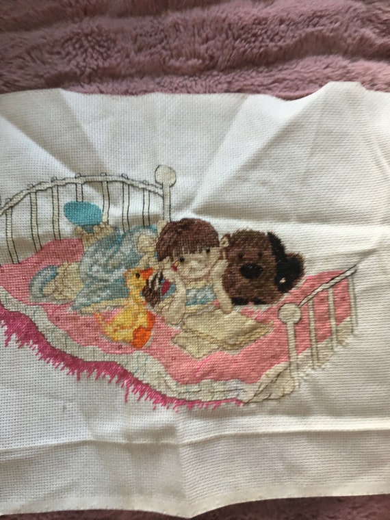 Girl on Bed Cross Stitch | Etsy