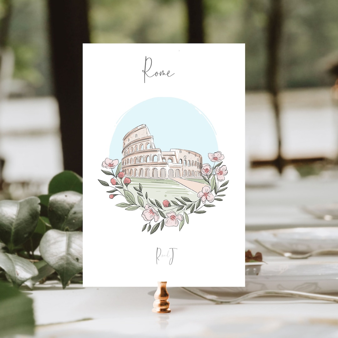 Location Wedding Name Cards Illustrated Bespoke Wedding Table Cards ...