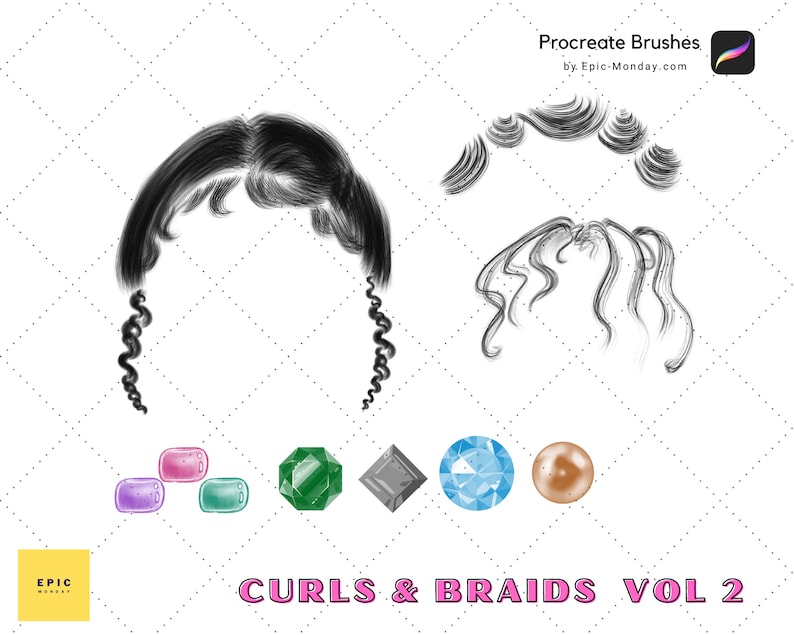 Procreate Curly Hair & Braids Brushes: Digital Hairstyle Brush Set - Etsy
