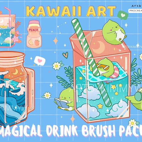 Procreate Kawaii Magical Drinks Brush Pack - Etsy