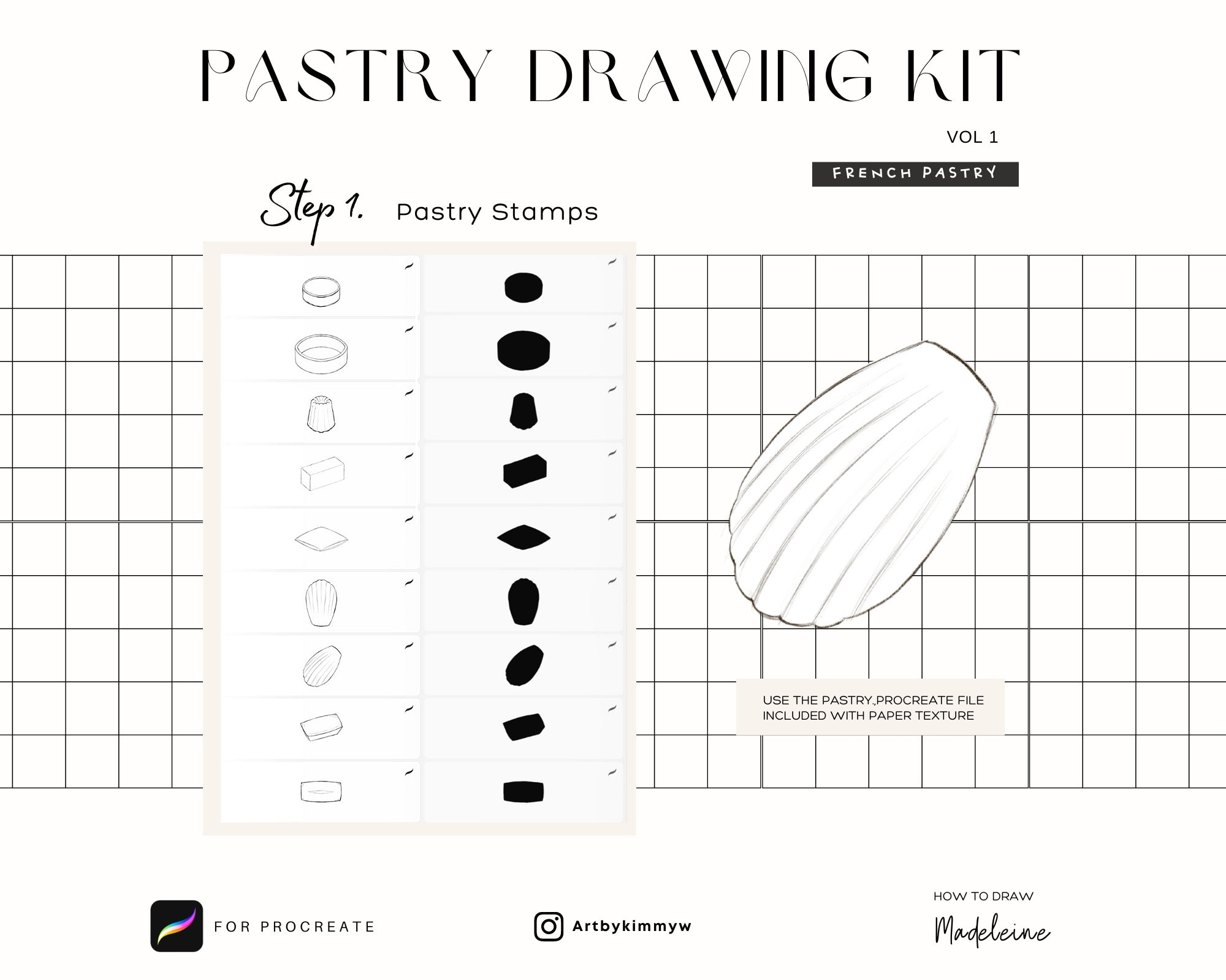 Procreate Dessert Drawing Kit Frenh Pastry Food - Etsy