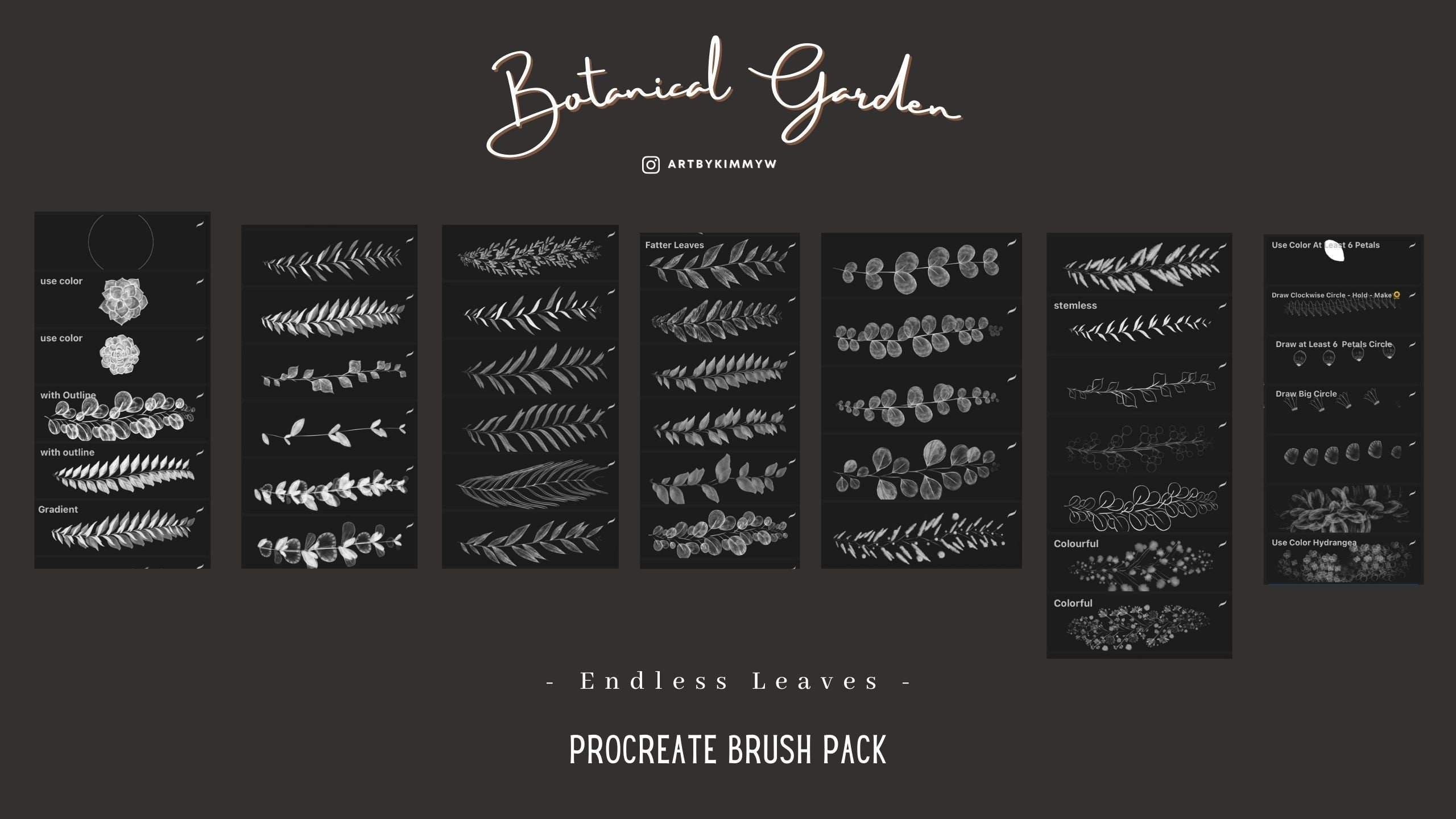 Procreate Botanical Garden Leaves Brush Pack | Bullet Journal | Wreath ...