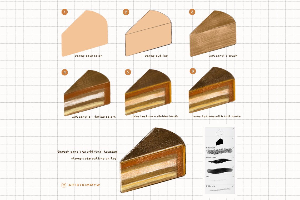 Procreate Cake Brushes Dessert Drawing Food Illustration - Etsy