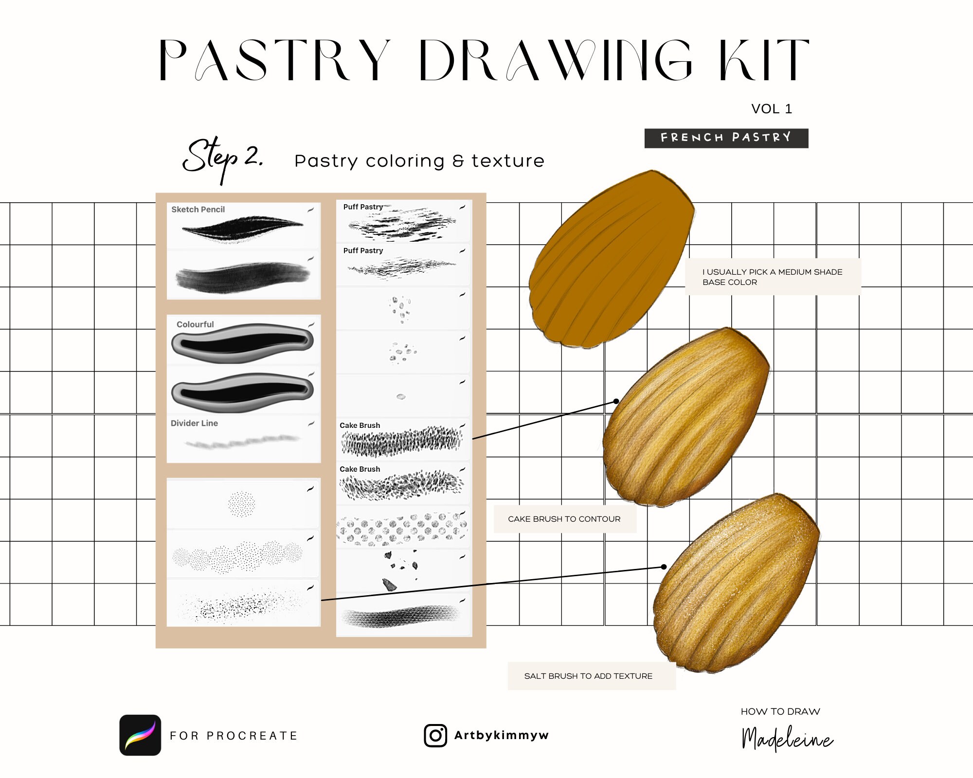 Procreate Dessert Drawing Kit Frenh Pastry Food - Etsy