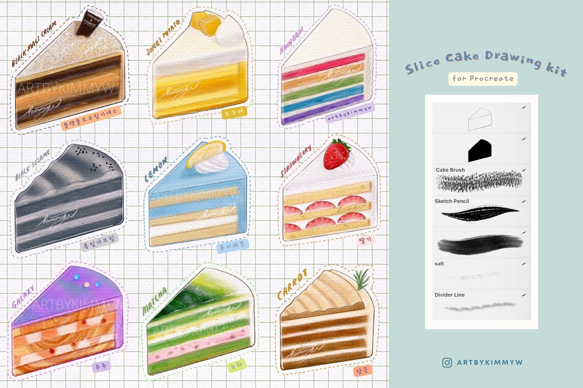 Procreate Cake Brushes Dessert Drawing Food Illustration - Etsy