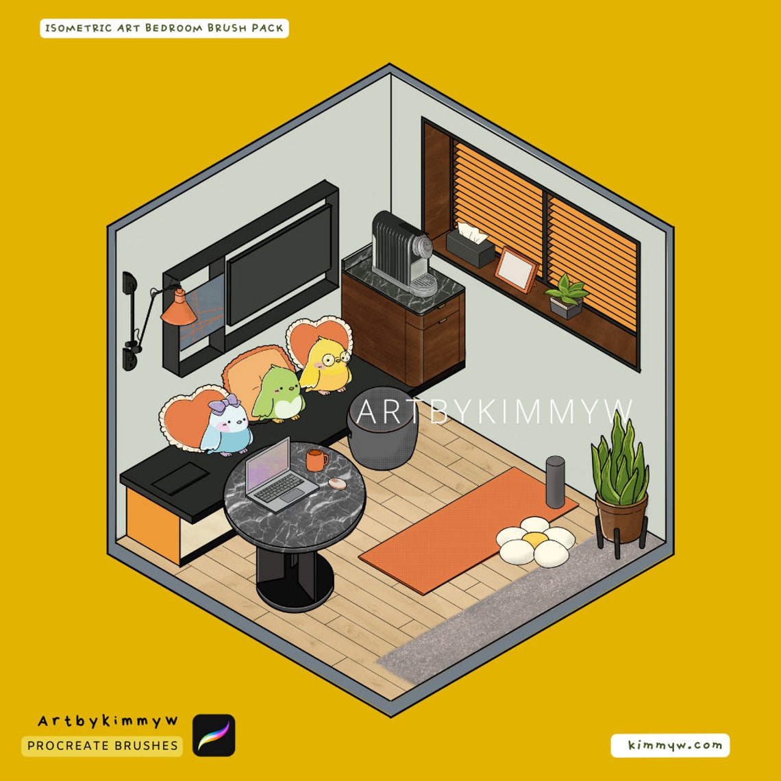 Procreate Isometric Bedroom Drawing Brush Pack High Quality - Etsy