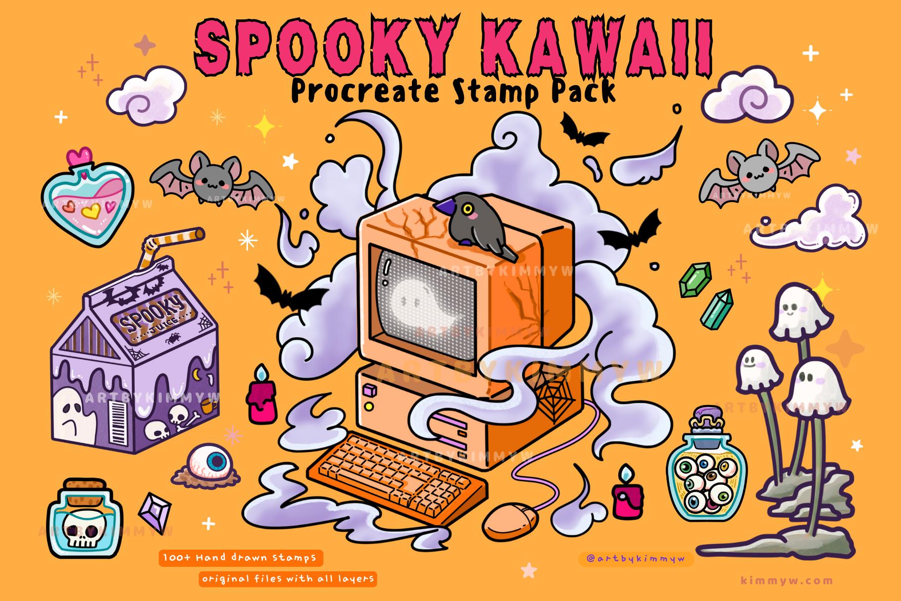 Procreate Spooky Kawaii Stamp Pack: 100+ Hand-drawn Stamps - Etsy
