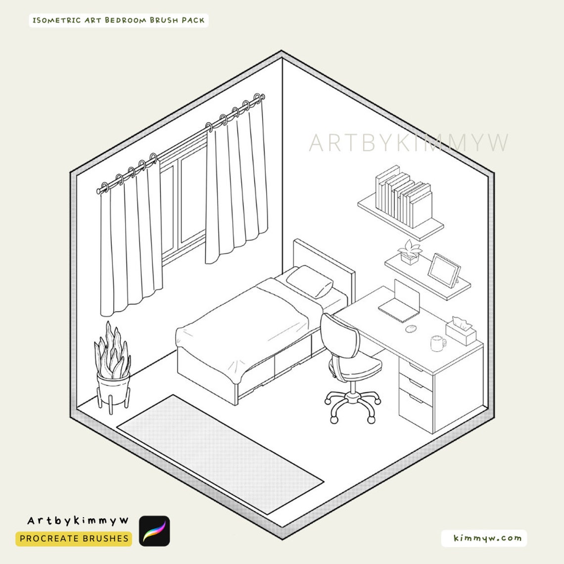 Procreate Isometric Bedroom Drawing Brush Pack High Quality - Etsy