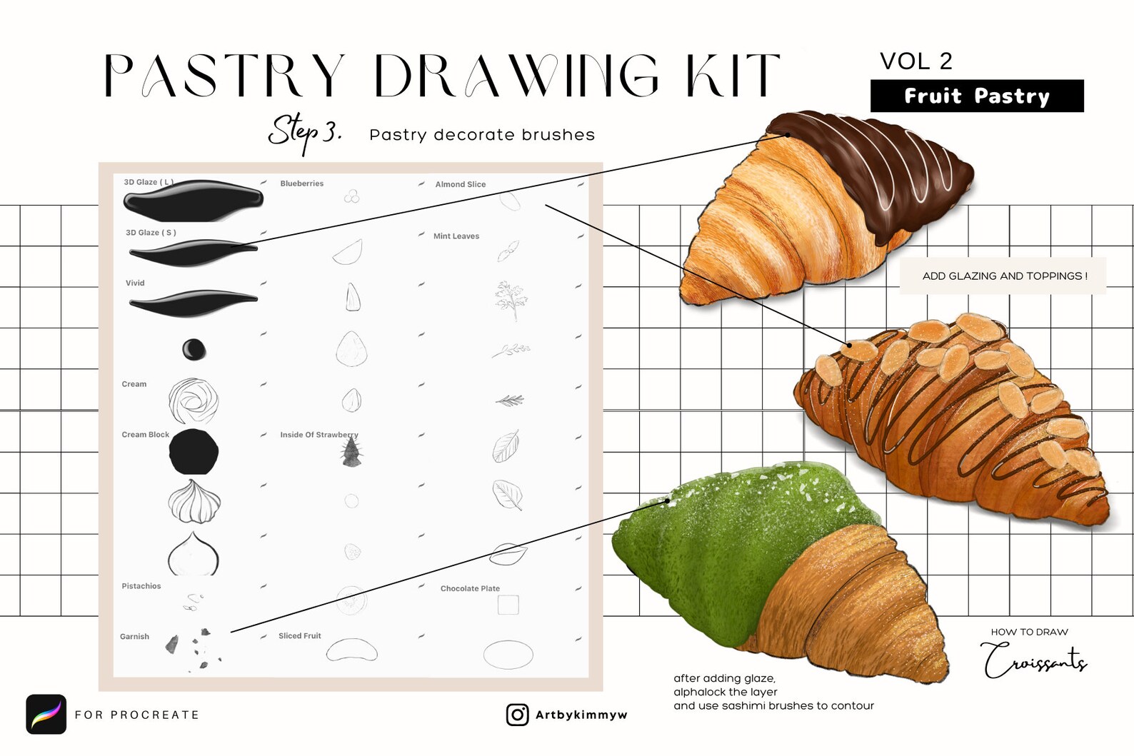 Procreate Fruit Pastry Brushes Food Illustration - Etsy