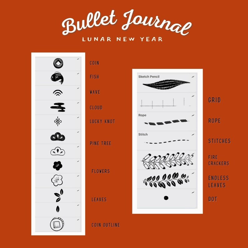 Procreate Bullet Journal Brushes Oriental Elements - Etsy