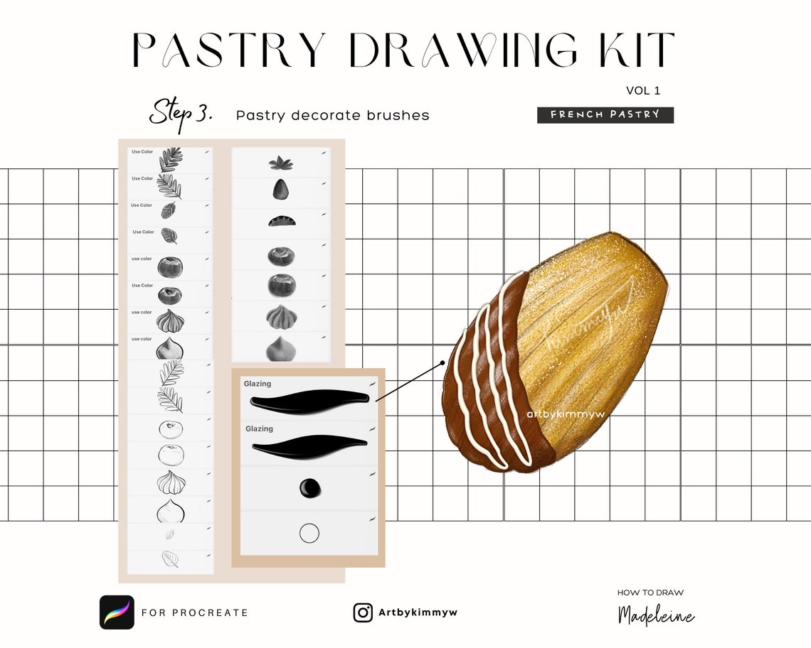 Procreate Dessert Drawing Kit Frenh Pastry Food - Etsy