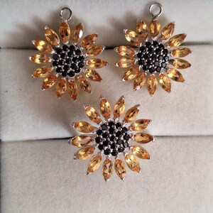 Citrine Sunflower Engagement Ring in 925 Sterling Silver Floral ...