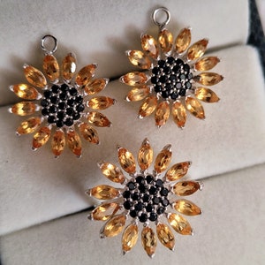 Citrine Sunflower Engagement Ring in 925 Sterling Silver Floral ...