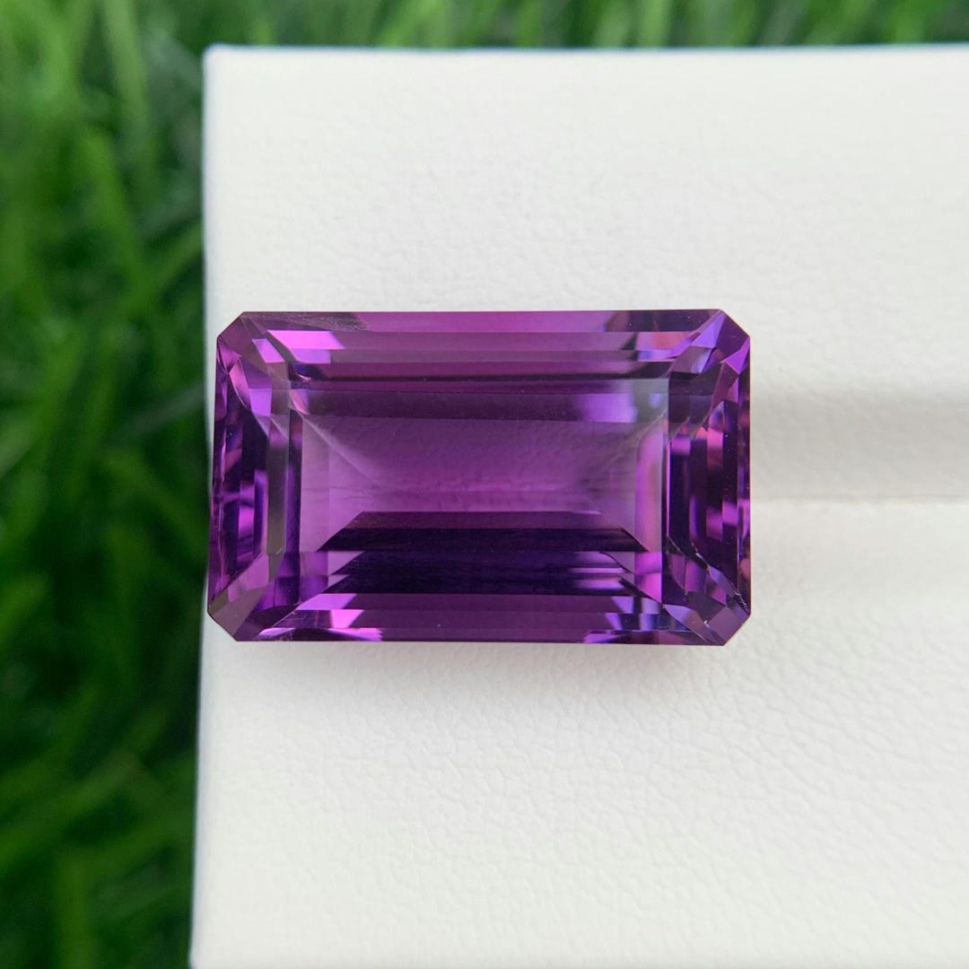 Large Amethyst Rectangle Cut Loose Gemstone Emerald Cut Faceted Natural ...