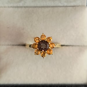 Sunflower Orange Citrine Ring in Silver Orange Citrine Cluster Ring ...