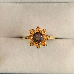 Sunflower Orange Citrine Ring in Silver Orange Citrine Cluster Ring ...